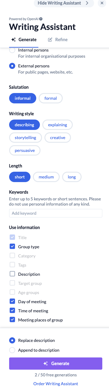 v3.100: Writing assistant – ChurchTools Blog (English)